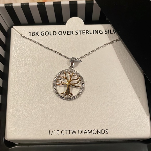 Jewelry | 18 Family Tree Chain Necklace 18 Gold Over Sterling Silver 11 ...